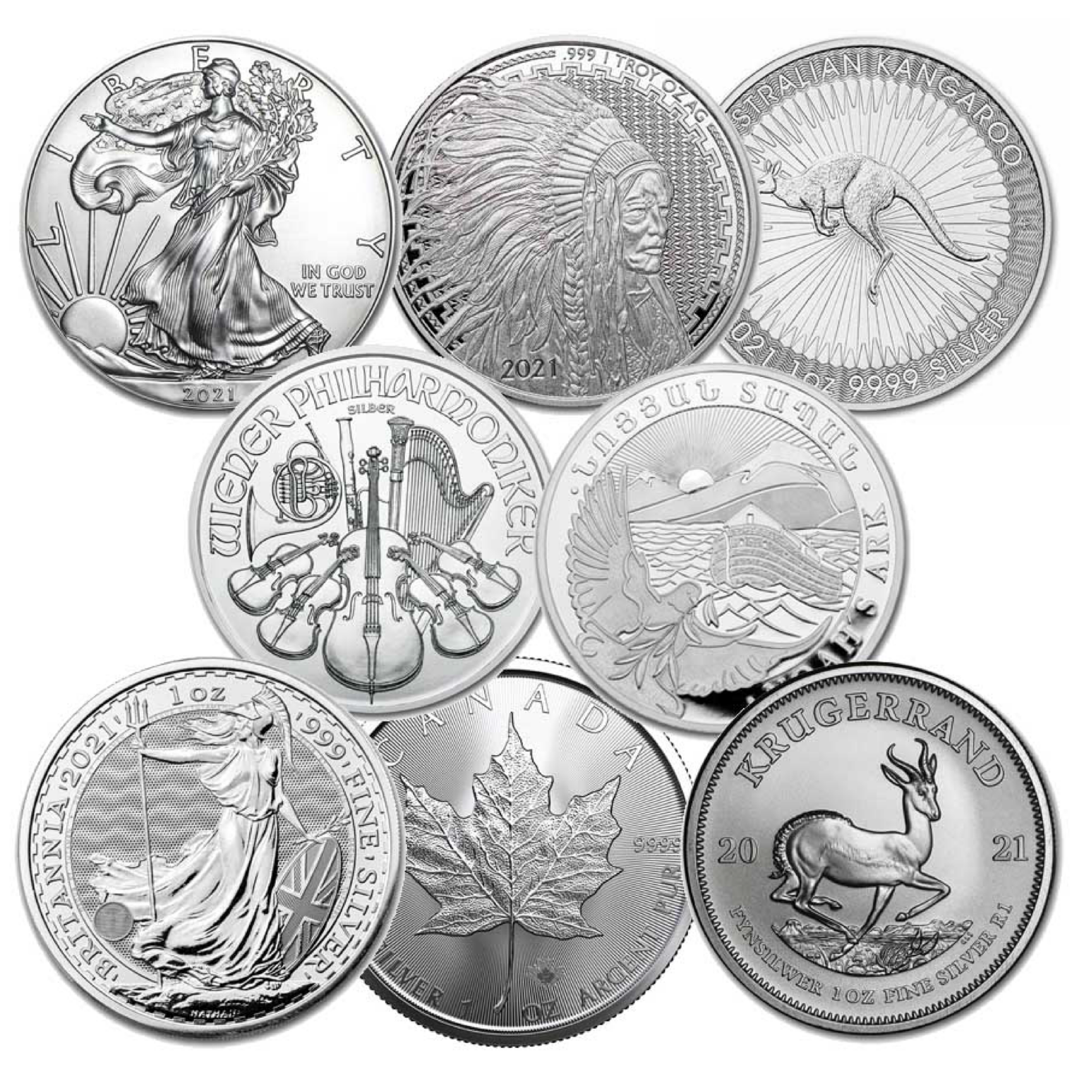 1 oz Silver Round - Assorted Mints Circulated - Royal Bull