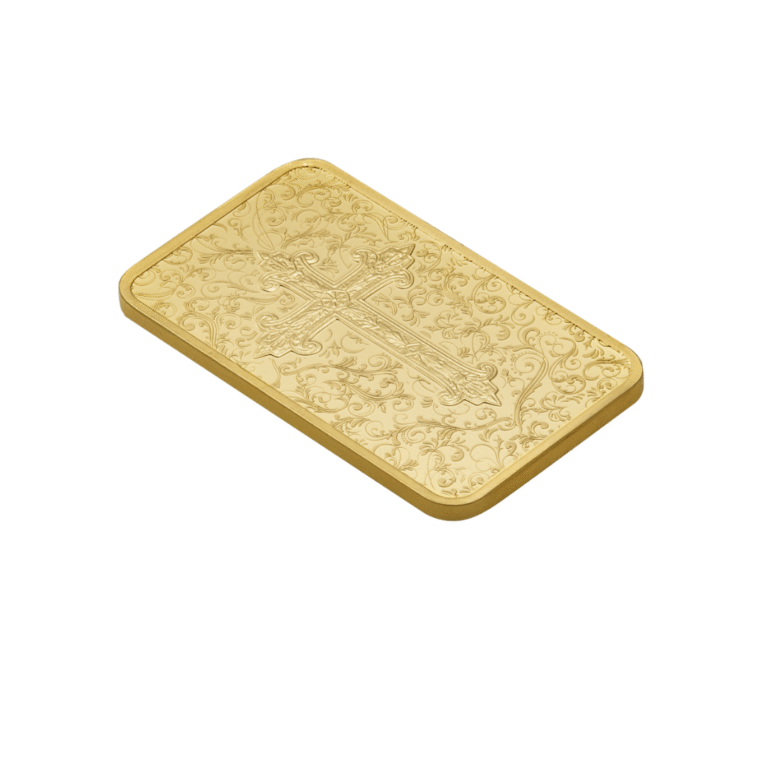 5 Gram Cross of Christianity Pure Gold Bar PAMP - Royal Bull